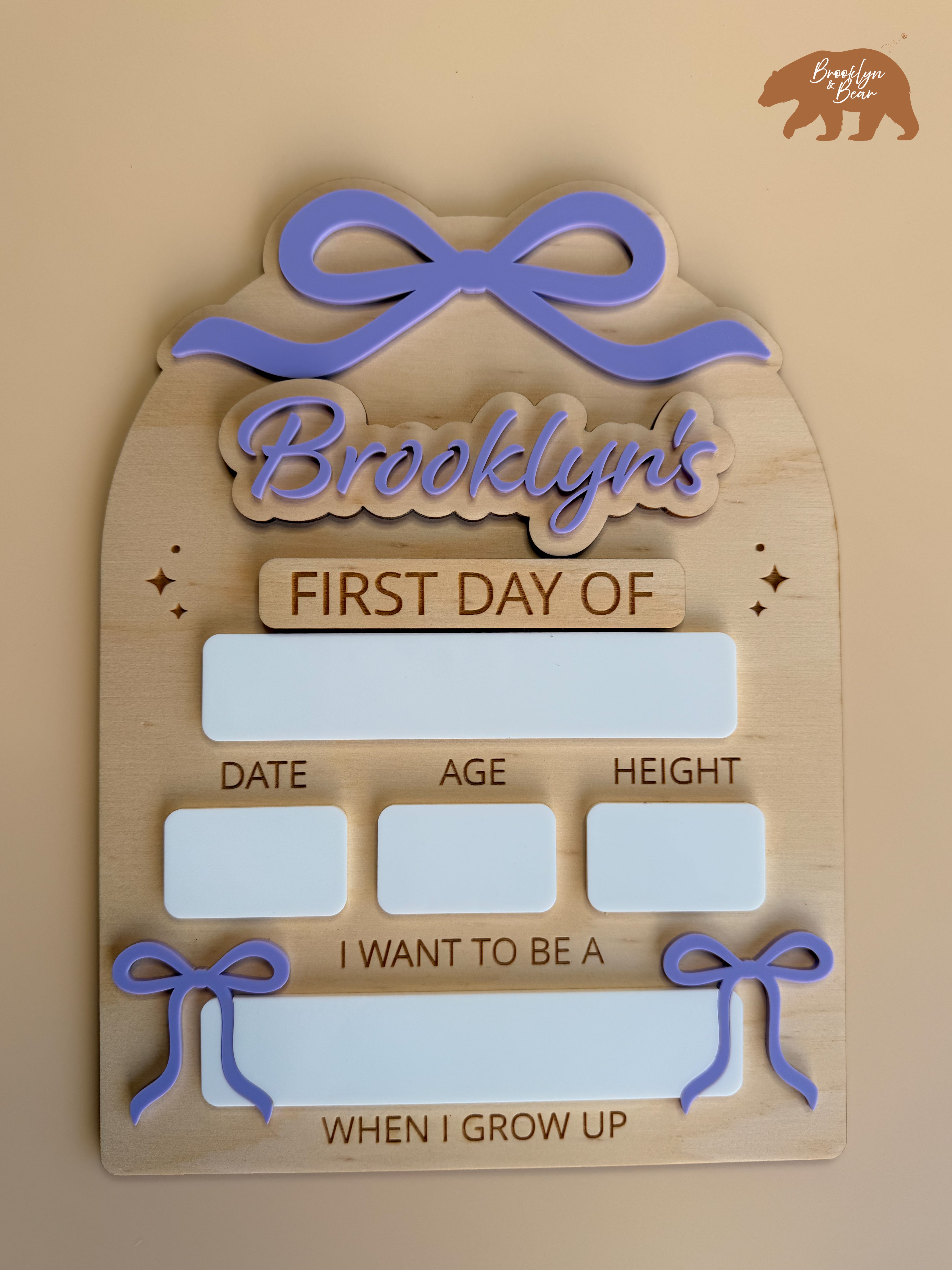 MY FIRST/LAST DAY OF SCHOOL BOARD | BOWS | Personalised | Plywood & Ac ...